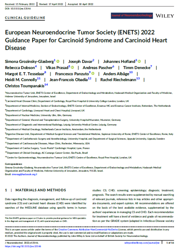 ENETS 2022 Guidance Paper - NeuroEndocrine Cancer Australia