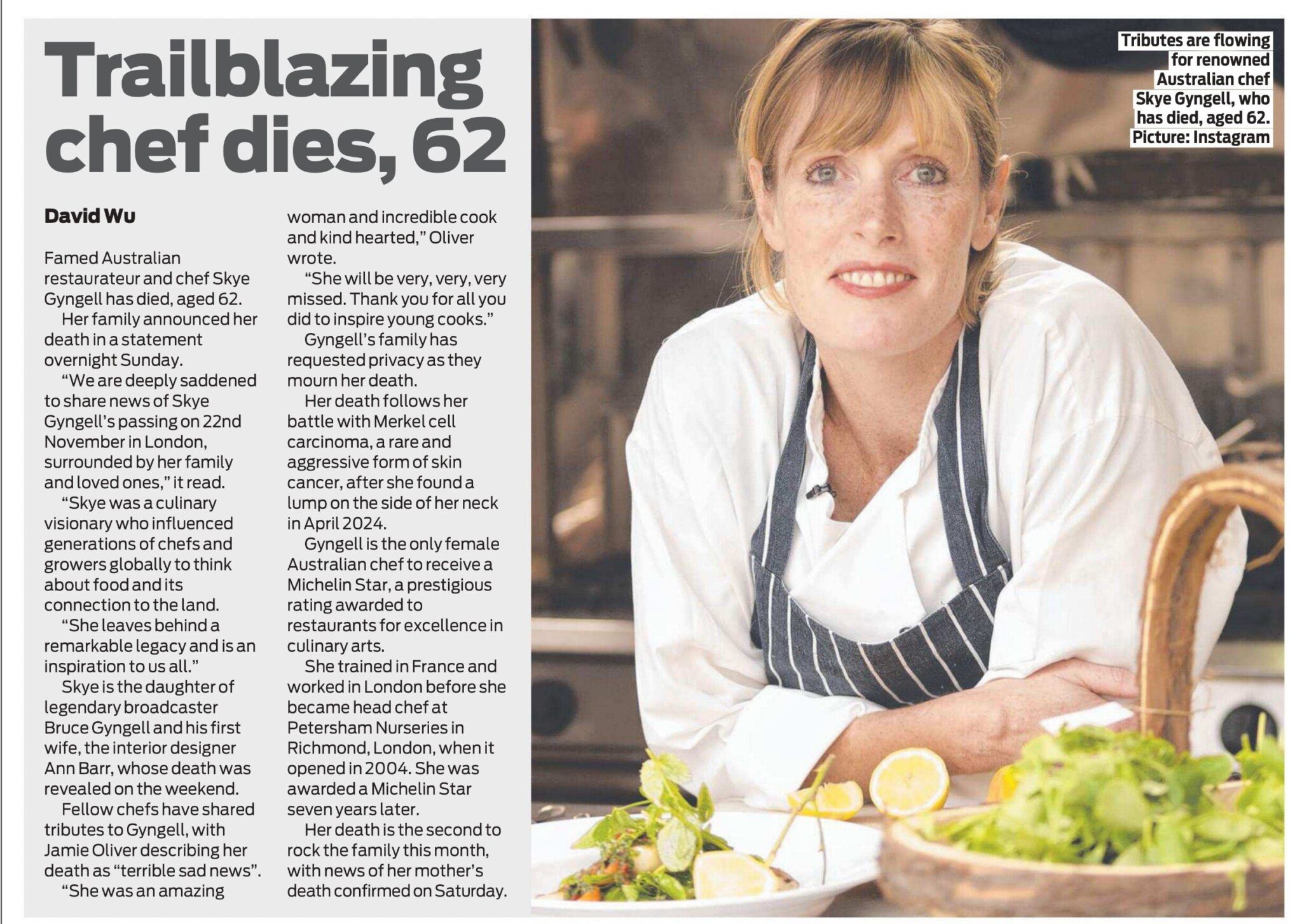 Celebrated Chef and Slow Food Pioneer Skye Gyngell Passed Away from ...